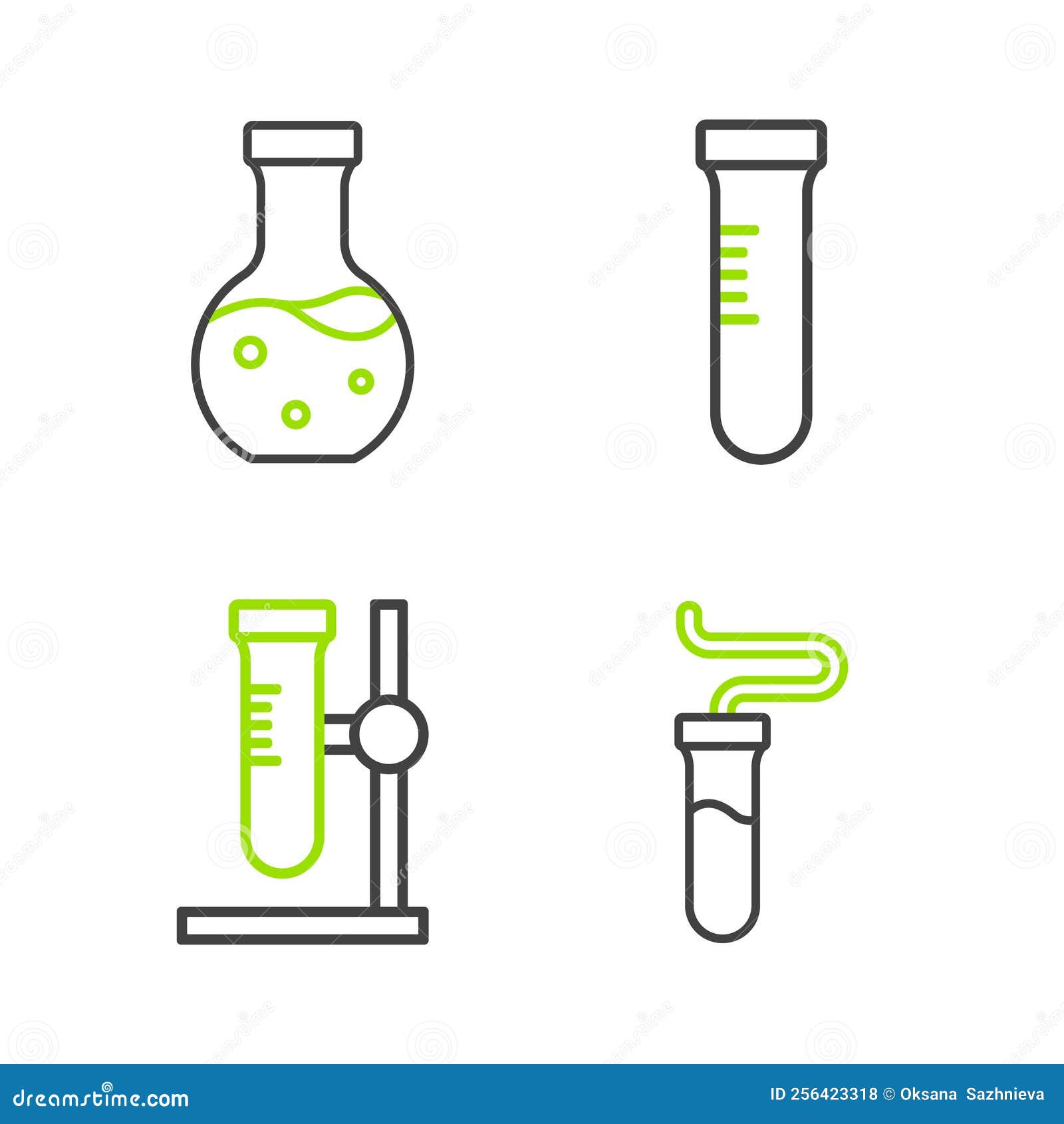 Set Line Test Tube, Flask on Stand, and Icon. Vector Stock Vector ... Set Line Test Tube, Flask on Stand, and Icon. Vector Stock Vector ...