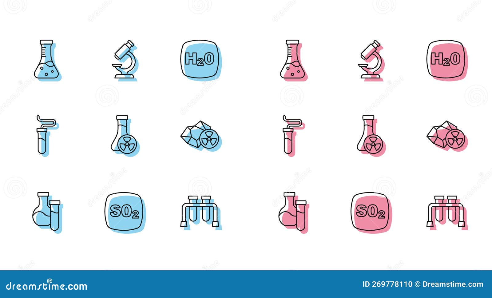 Set Line Test Tube, Sulfur Dioxide SO2, with Toxic Liquid, Radioactive ...