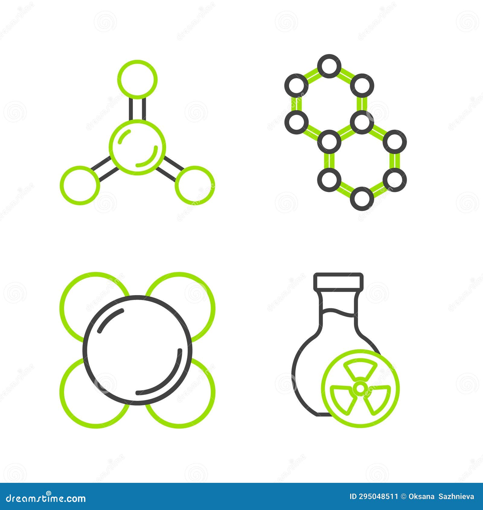 Set Line Test Tube with Toxic Liquid, Molecule, and Icon. Vector Stock ...