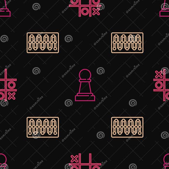 Set Line Tic Tac Toe Game, Board and Chess on Seamless Pattern. Vector ...