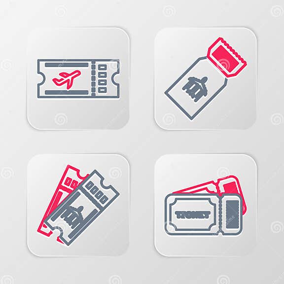 Set Line Ticket, Airline Ticket, and Icon. Vector Stock Illustration ...