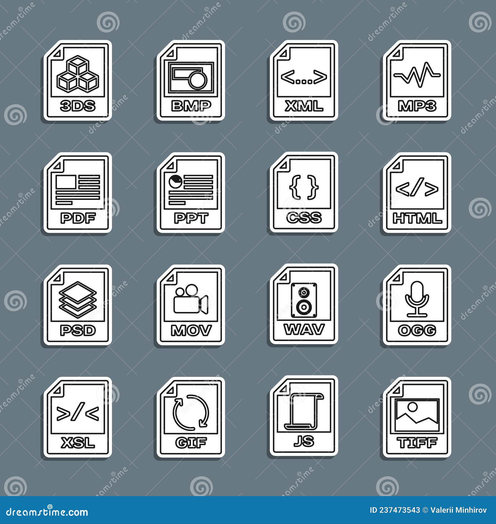 Set Line TIFF File Document, OGG, HTML, XML, PPT, PDF, 3DS and CSS Icon ... Set Line TIFF File Document, OGG, HTML, XML, PPT, PDF, 3DS and CSS Icon ...