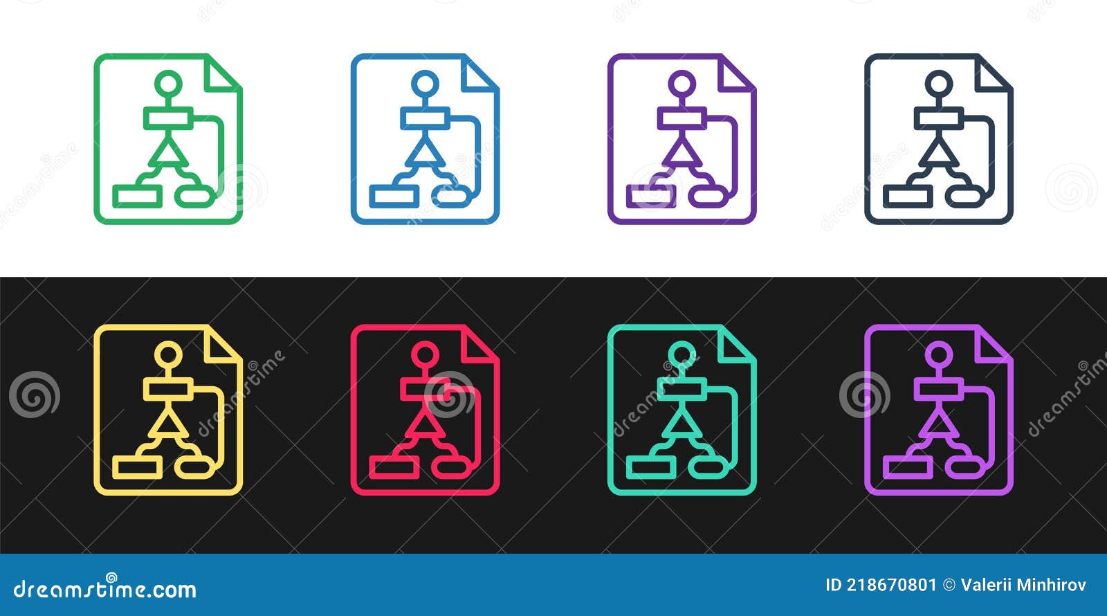 Set Line Tile Flowchart for Program Design or Process Management Plan ...