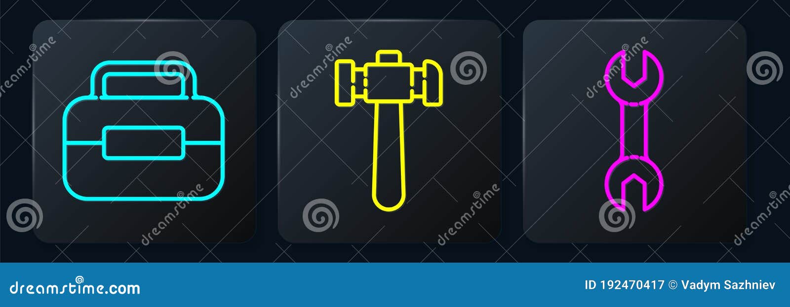 Set Line Toolbox, Screwdriver, Laundry Detergent And Pressure Water ...