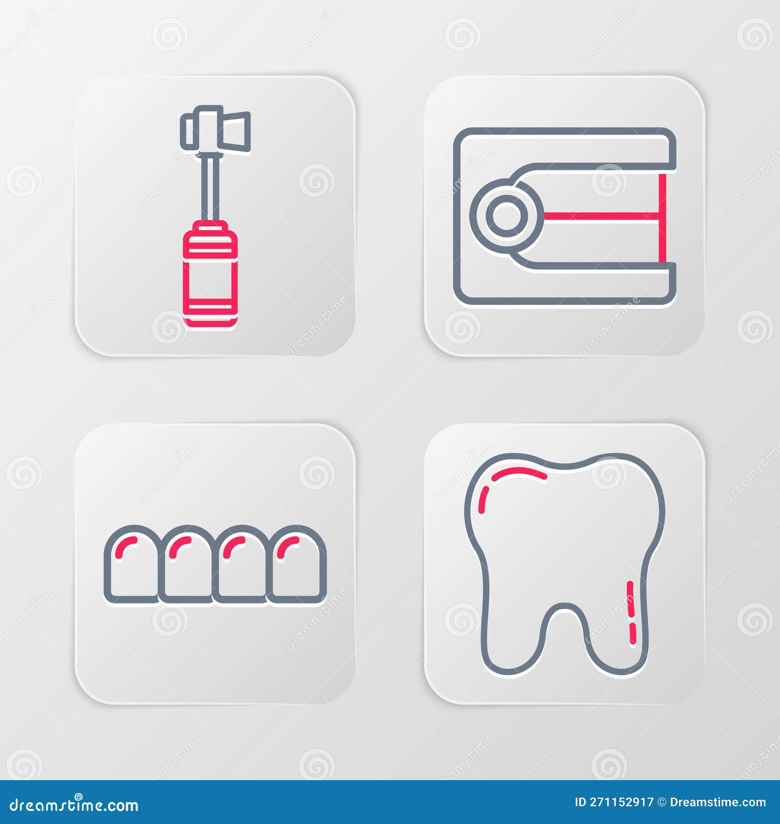Set X-ray Of Tooth, Dentures Model, Tooth Whitening And Broken Icon ...