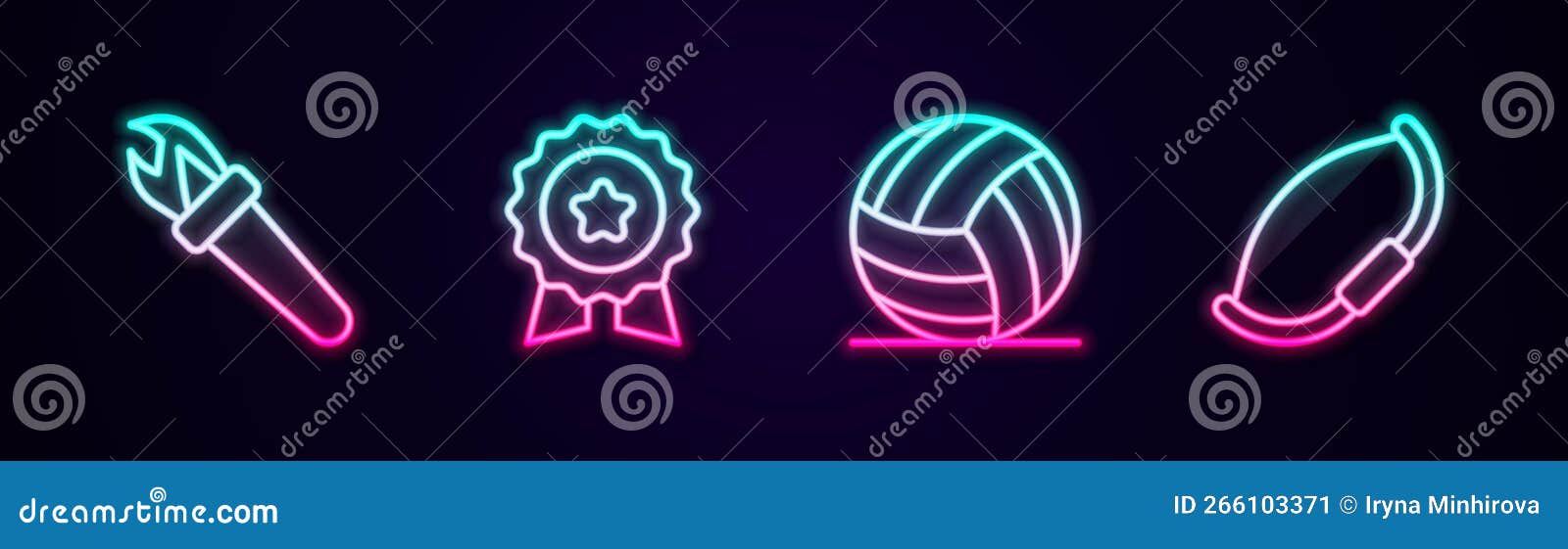 Set Line Torch Flame, Medal with Star, Volleyball Ball and Medieval Bow ... Set Line Torch Flame, Medal with Star, Volleyball Ball and Medieval Bow ...