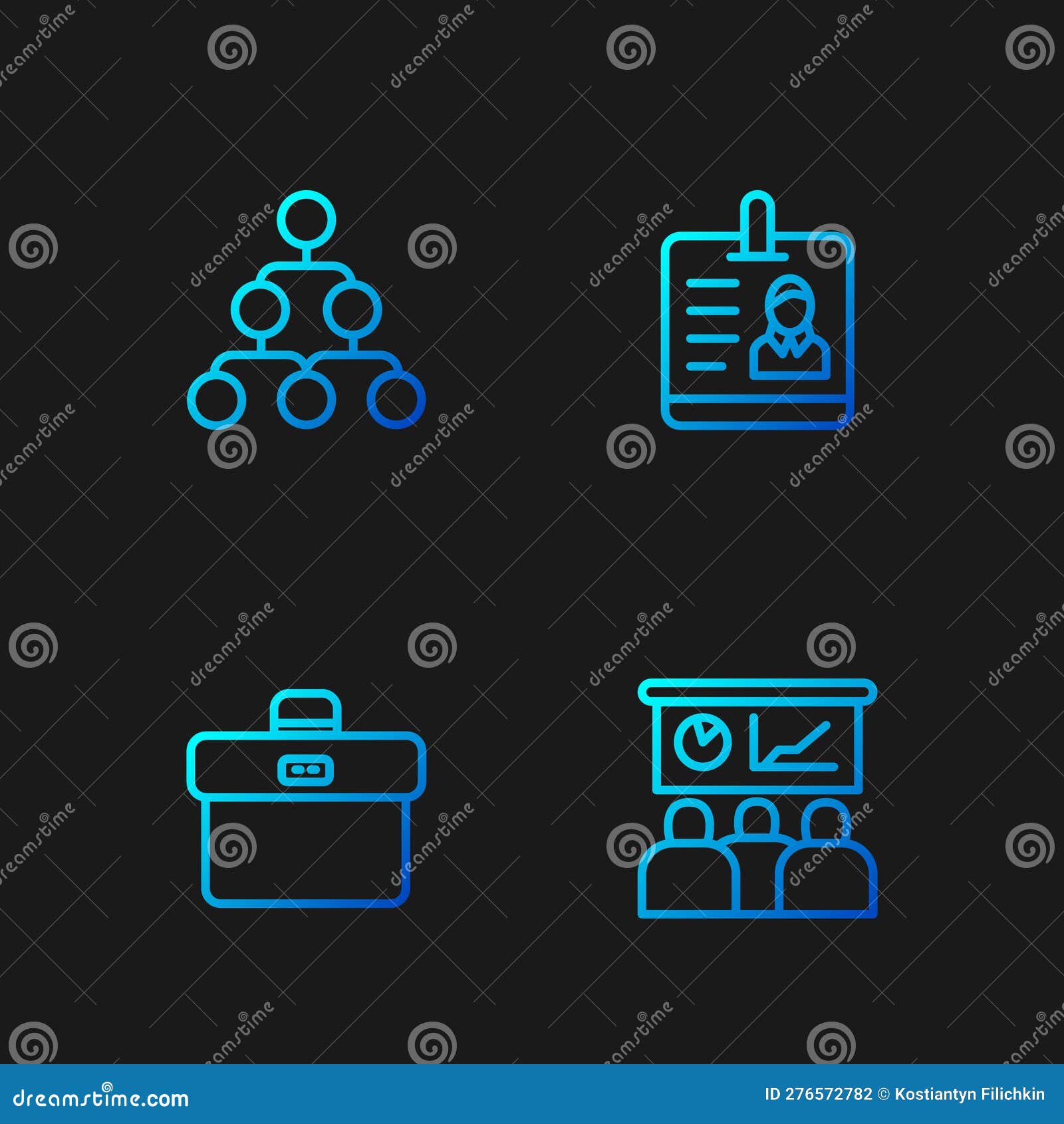 Set Line Training, Presentation, Briefcase, Hierarchy Organogram Chart ...