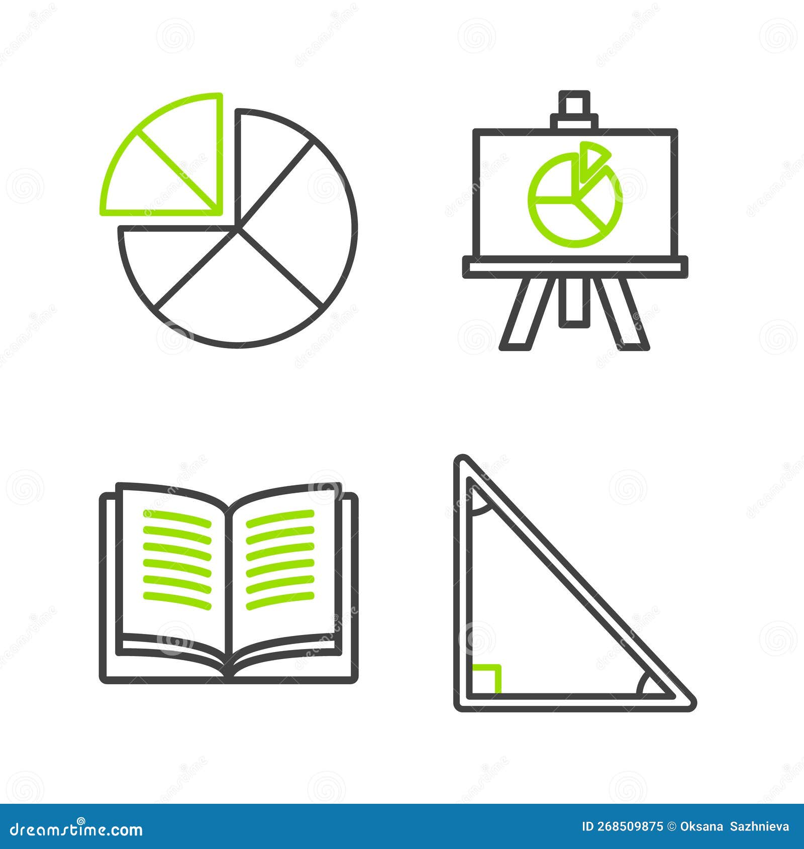 Set Line Triangle Math, Open Book, Chalkboard with Diagram and Graph ... Set Line Triangle Math, Open Book, Chalkboard with Diagram and Graph ...