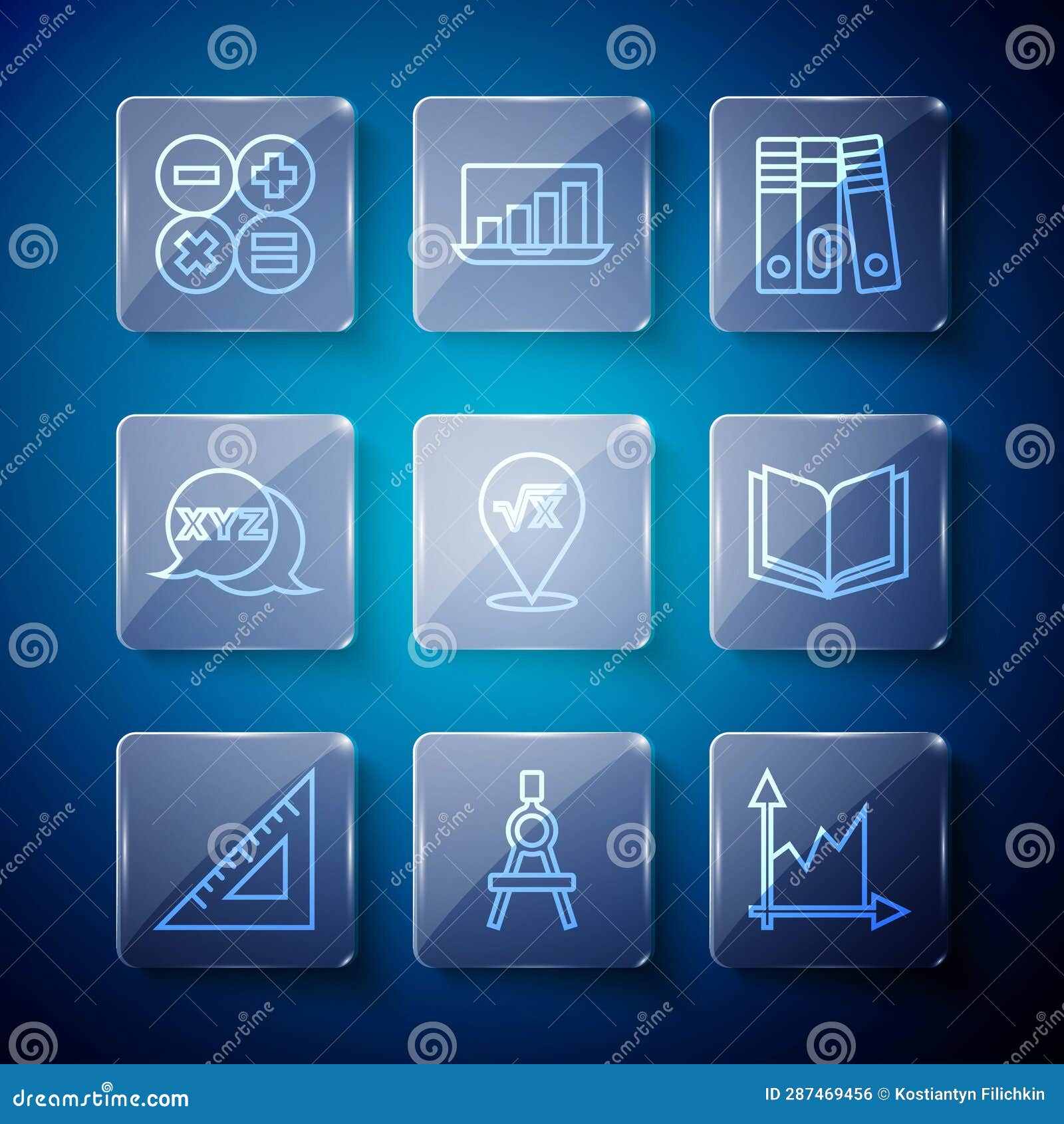 Set Line Triangular Ruler, Drawing Compass, Graph, Schedule, Chart ...