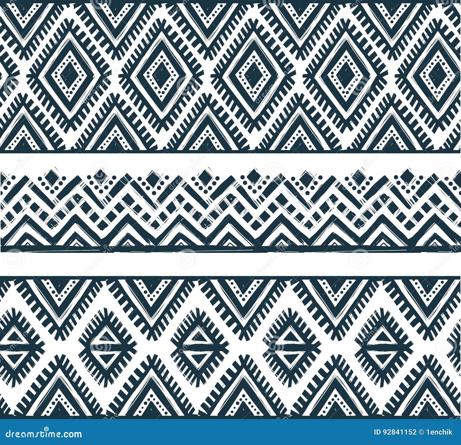 Set of Line Tribal Ethnic Seamless Patterns Stock Vector - Illustration ...