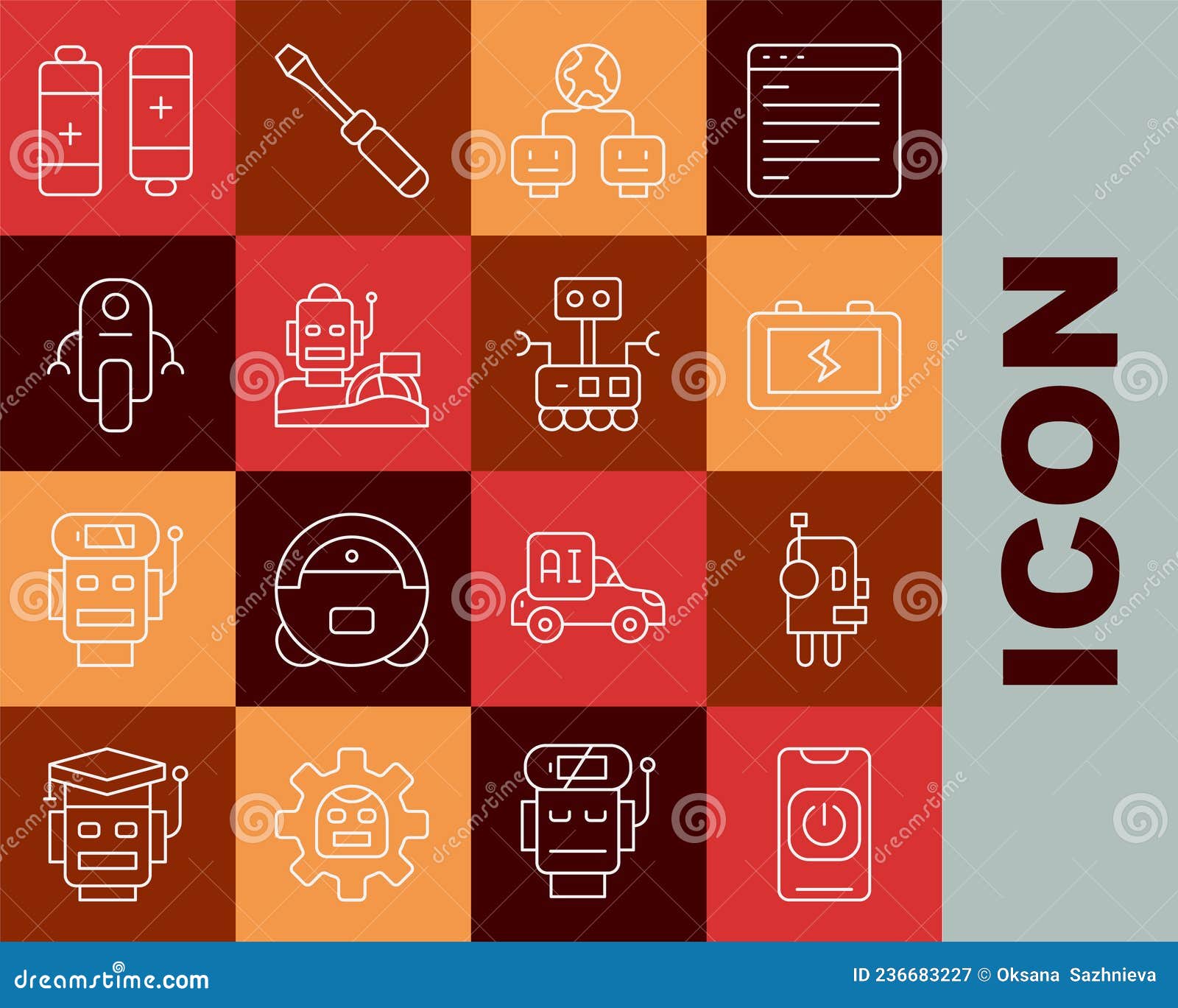 Set Line Turn Off Robot from Phone, Robot, Battery, Artificial ...