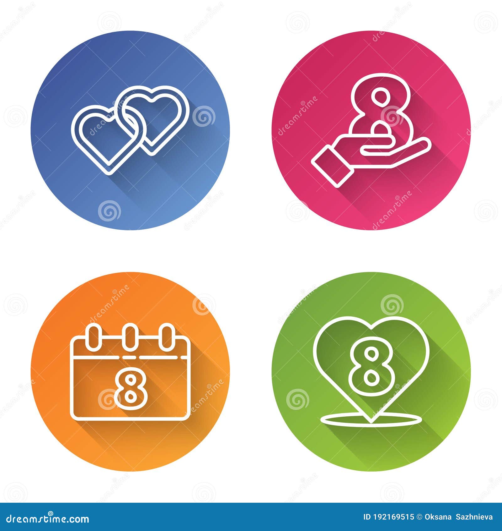 Set Line Two Linked Hearts, 8 March on Hand, Calendar with 8 March and ...