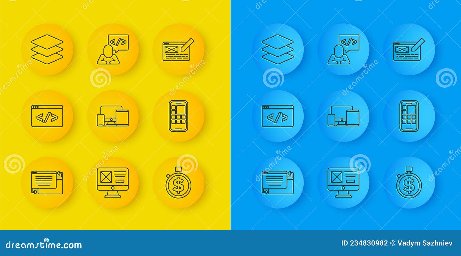 Set Line Ui O Ux Design Front End Development Monitor Mobile Tablet ... Set Line Ui O Ux Design Front End Development Monitor Mobile Tablet ...