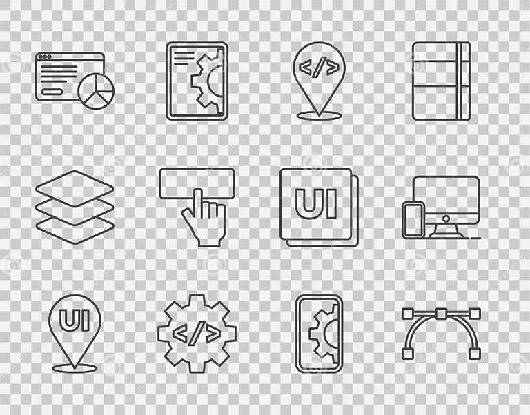 Set Line Ui Or Ux Design Bezier Curve Front End Development Website 4326