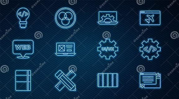 Set Line UI or UX Design, Front End Development, Web, and Graphic, and RGB CMYK Color Mixing ...