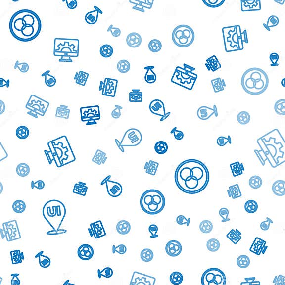 Set Line UI or UX Design, RGB and CMYK Color Mixing and Web Development on Seamless Pattern ...