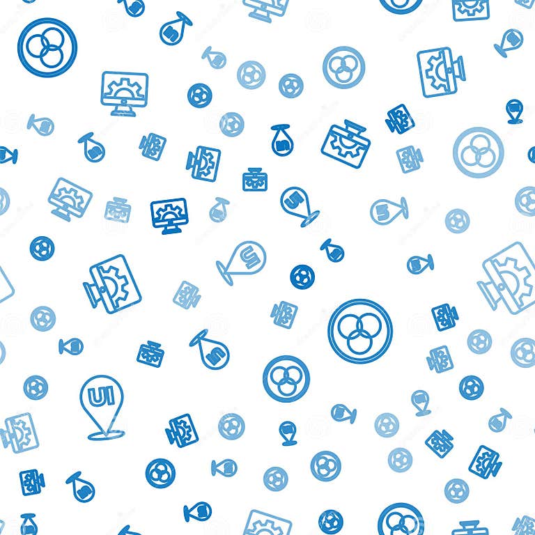 Set Line UI or UX Design, RGB and CMYK Color Mixing and Web Development on Seamless Pattern ...