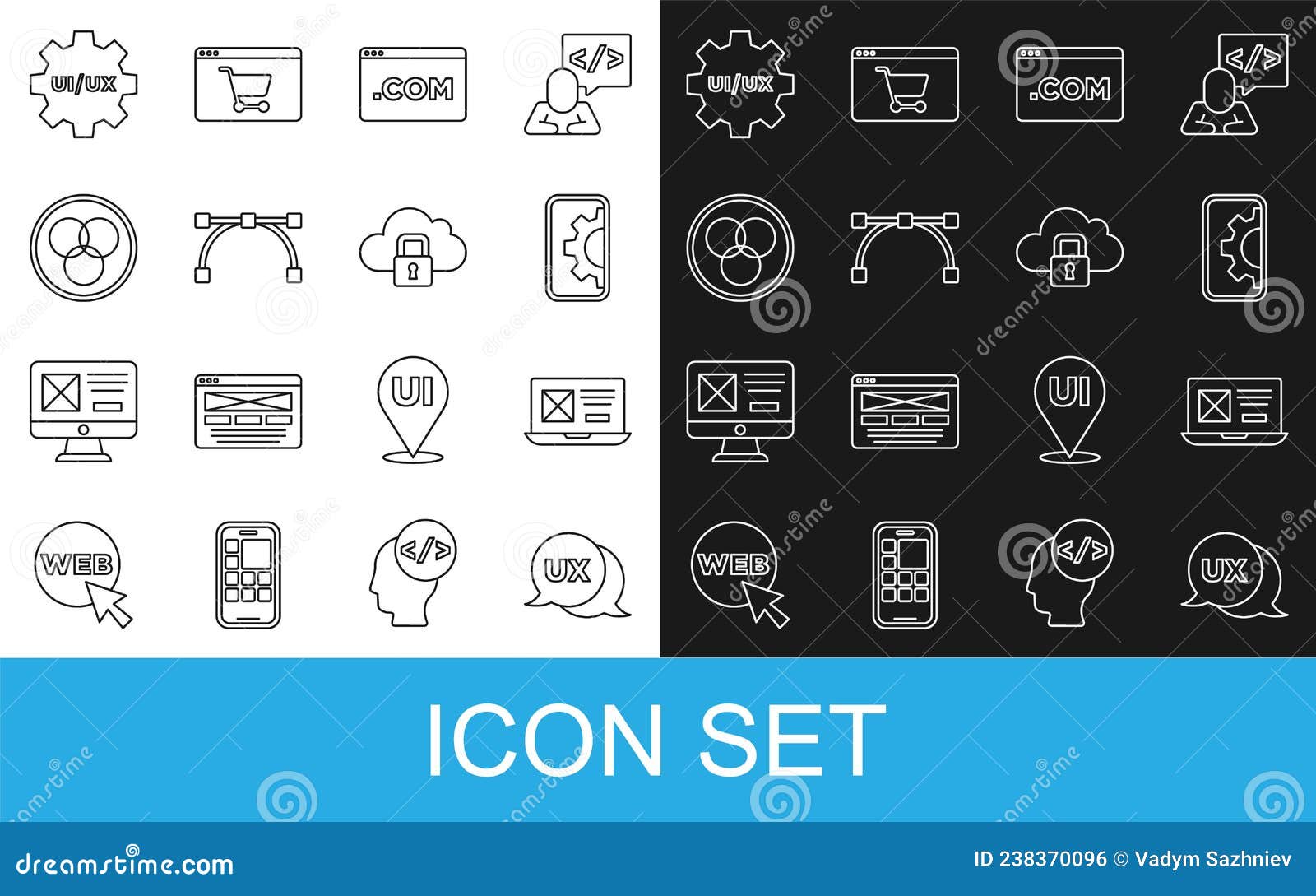 Set Line Ui Or Ux Design Web Development Bezier Curve Rgb And Cmyk