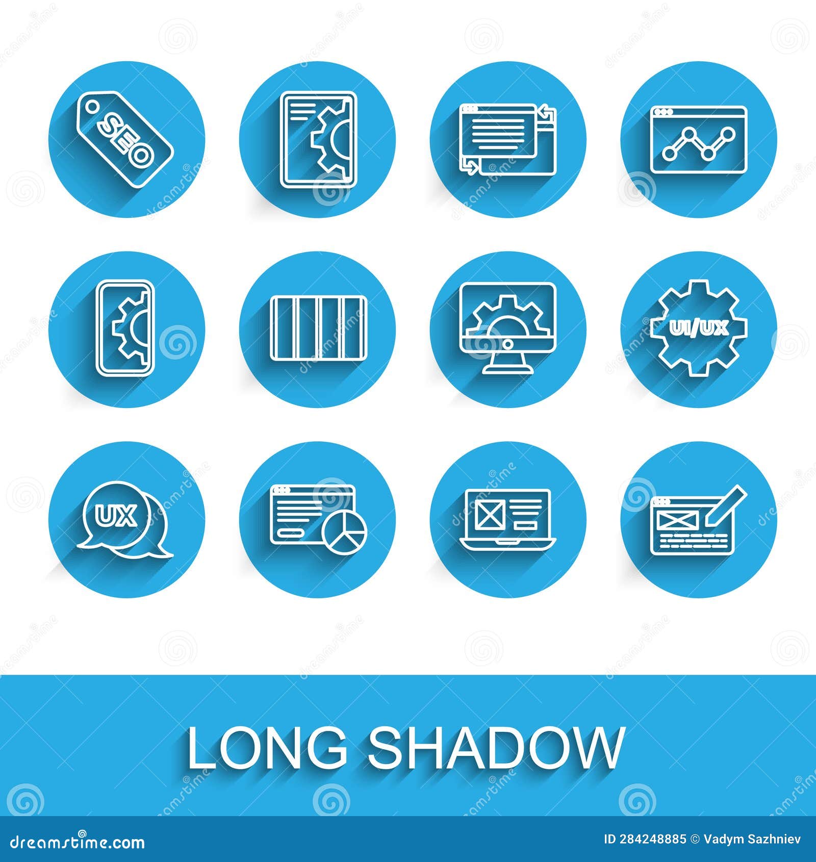 Set Line UI or UX Design, Website Statistic, SEO Optimization, Color Palette Guide, and ...