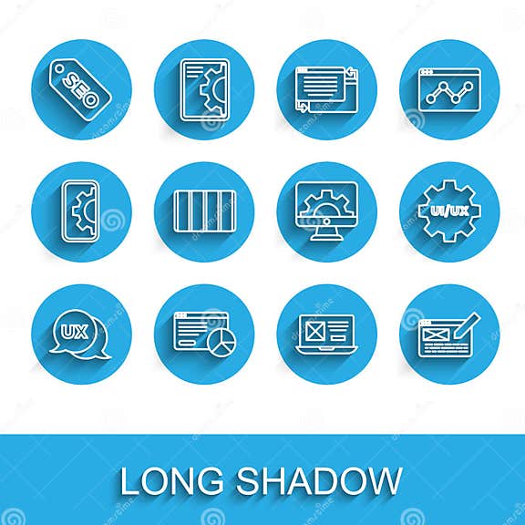 Set Line UI or UX Design, Website Statistic, SEO Optimization, Color Palette Guide, and ...