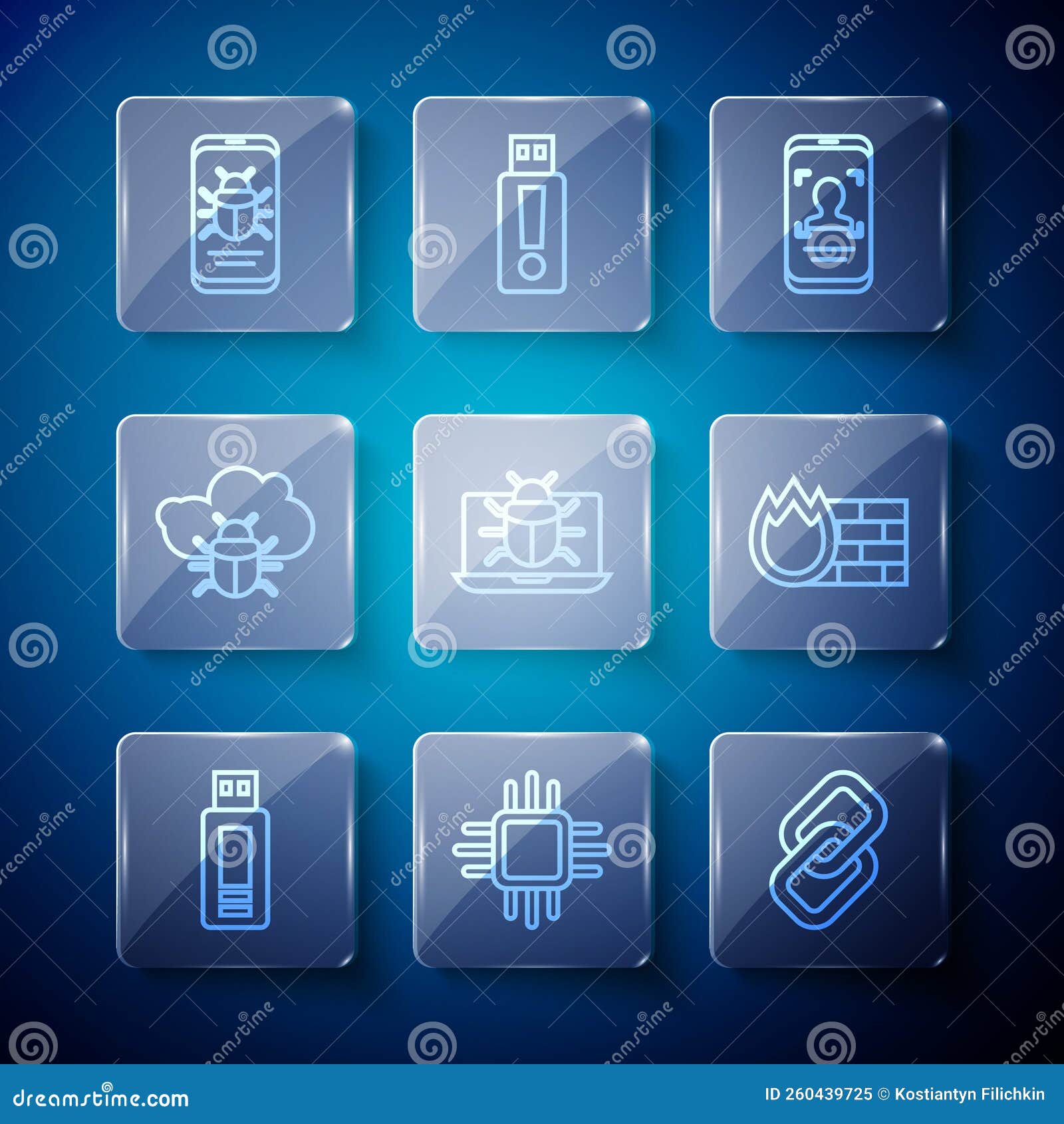 Set Line Usb Flash Processor with Microcircuitos Cpu Chain Link Mobile and Face Identifier ...