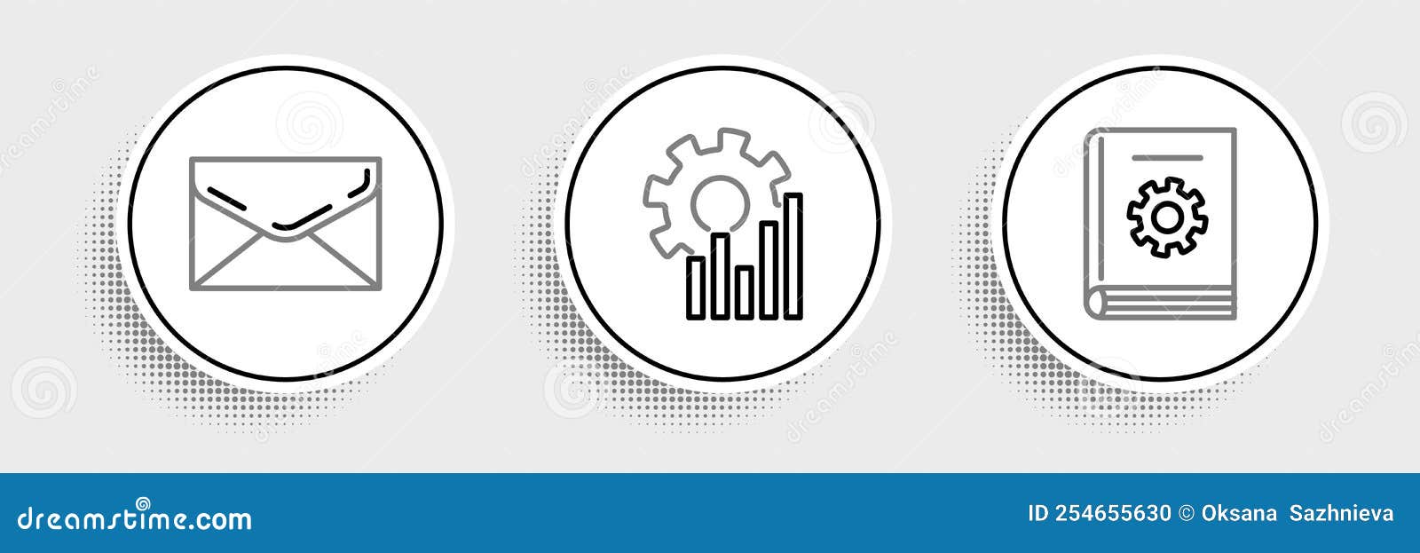 Set Line User Manual, Envelope and Pie Chart Infographic Icon. Vector ...