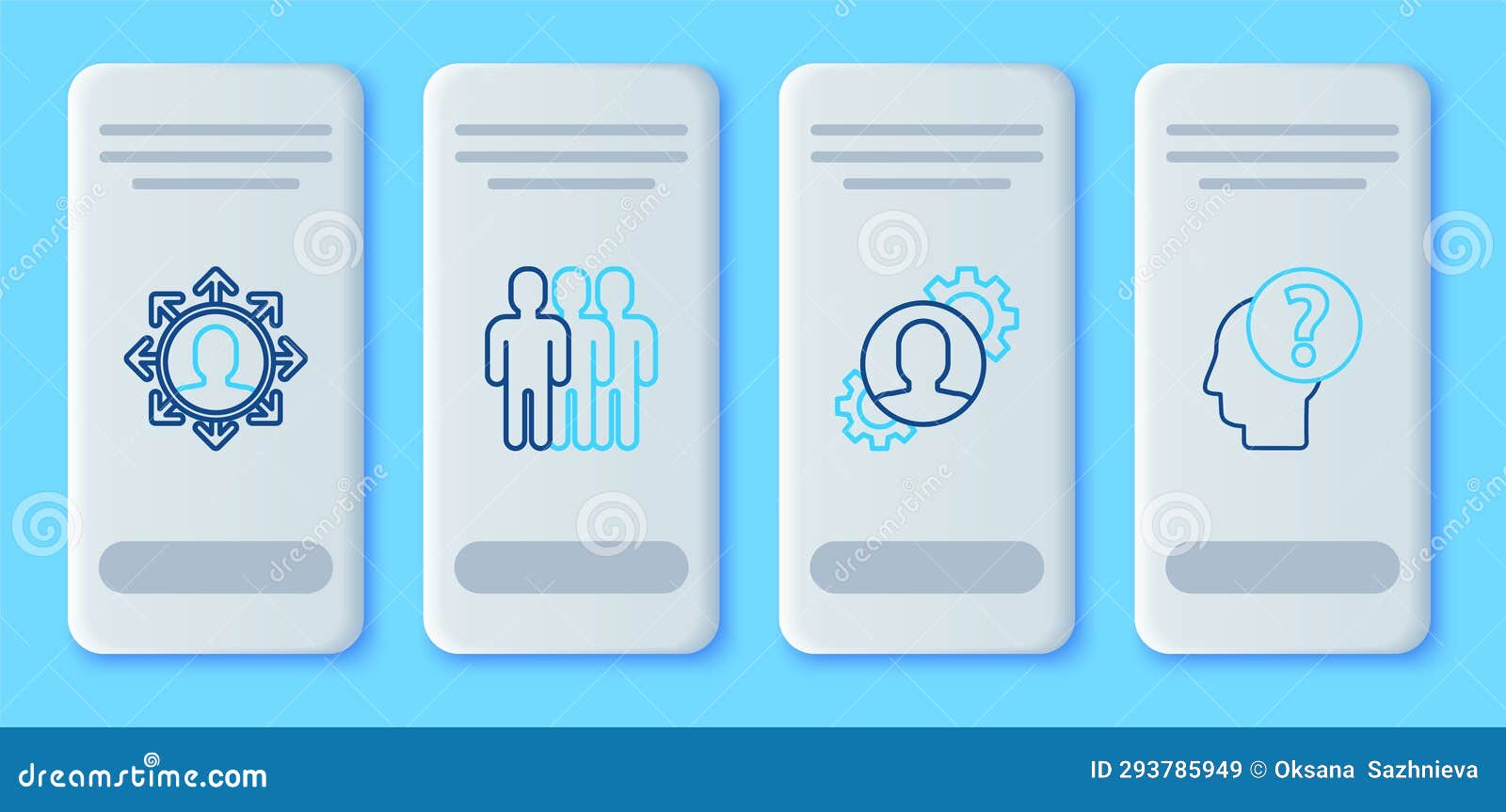 Set Line Users Group, Human with Gear Inside, Project Team Base and ...