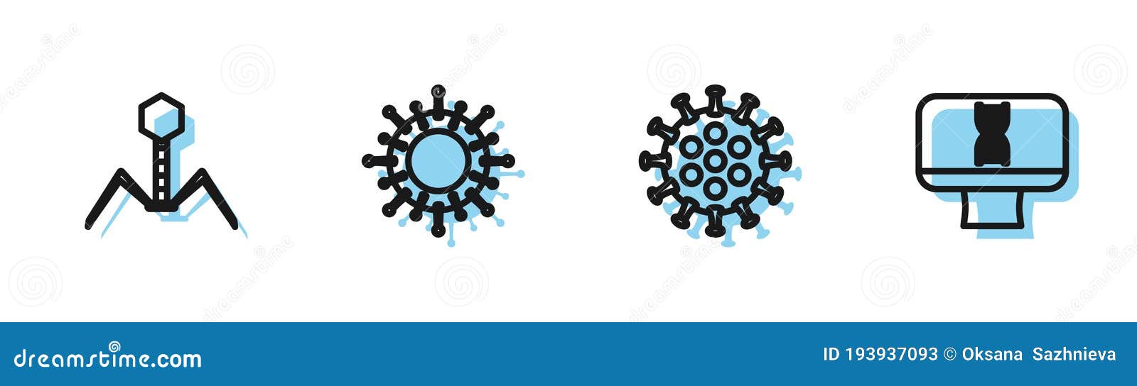 Set Line Virus, Bacteria Bacteriophage, and DNA Spiral and Computer ...