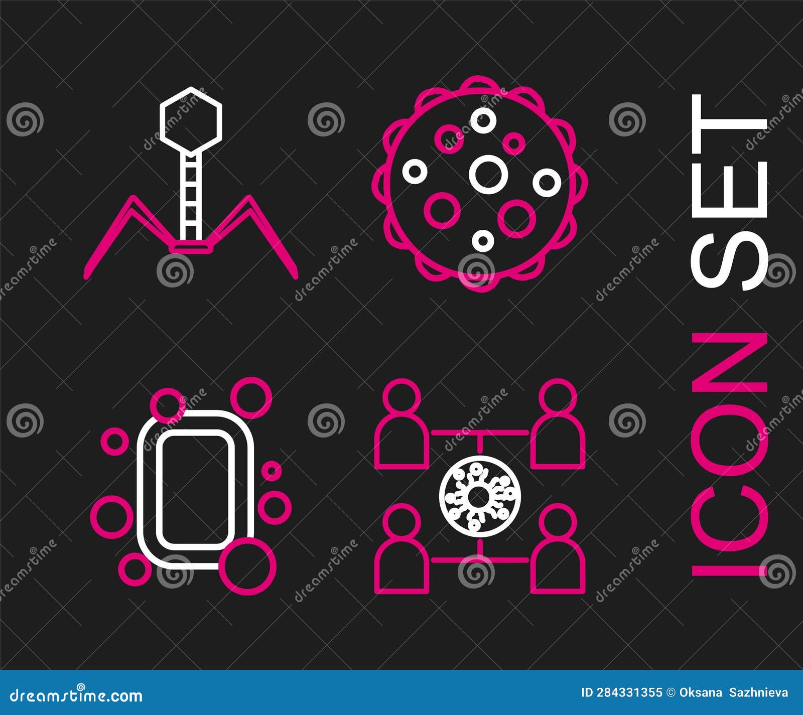 Set Line Virus Spread, Bar of Soap, and Bacteria Bacteriophage Icon ...