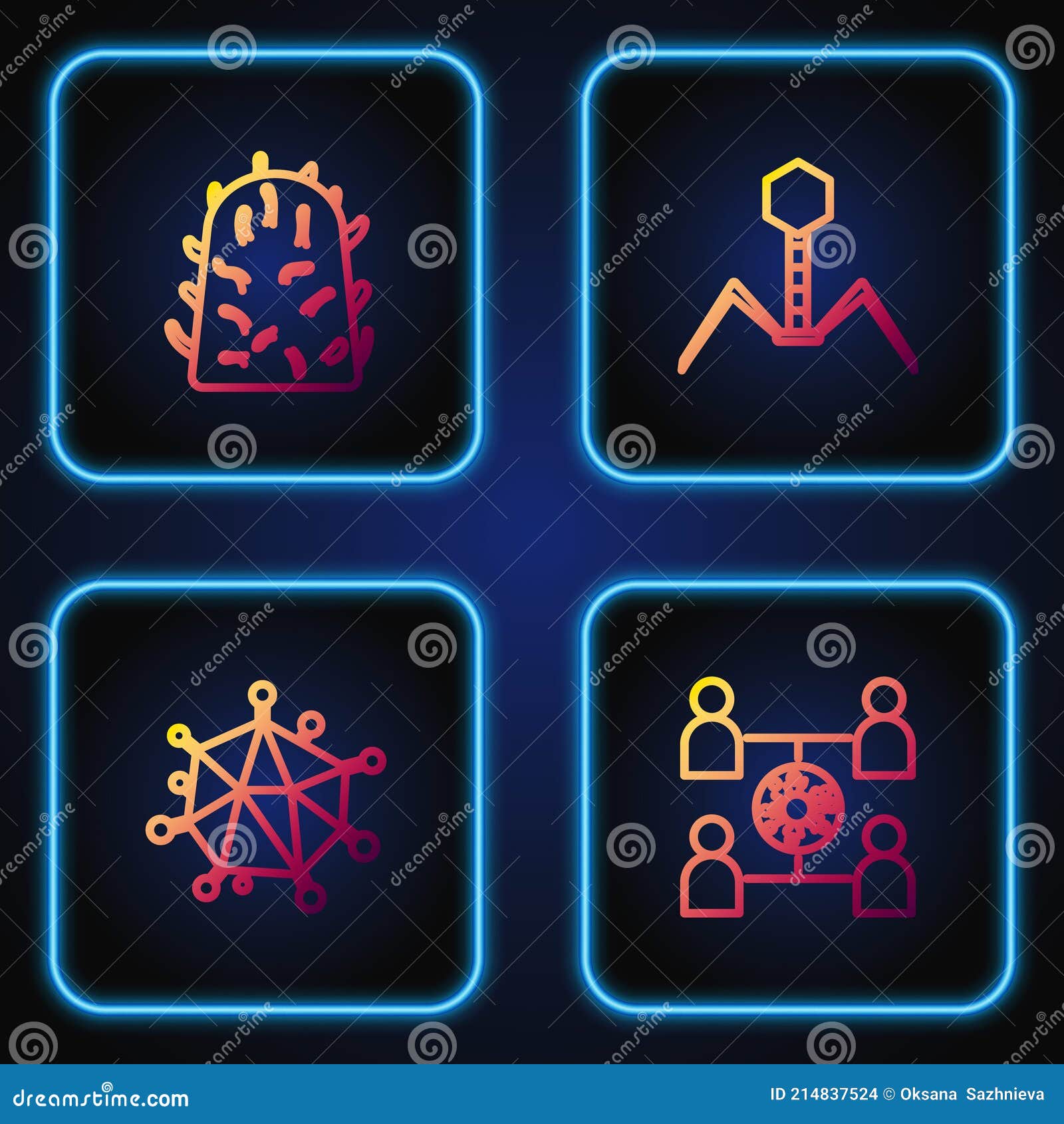 Set Line Virus Spread, , Rabies Virus and Bacteria Bacteriophage ...