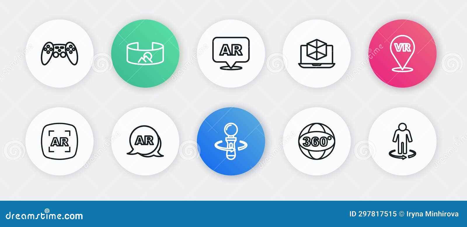 Set Line VR Controller Game, Virtual Reality, Augmented AR, 360 Degree ...