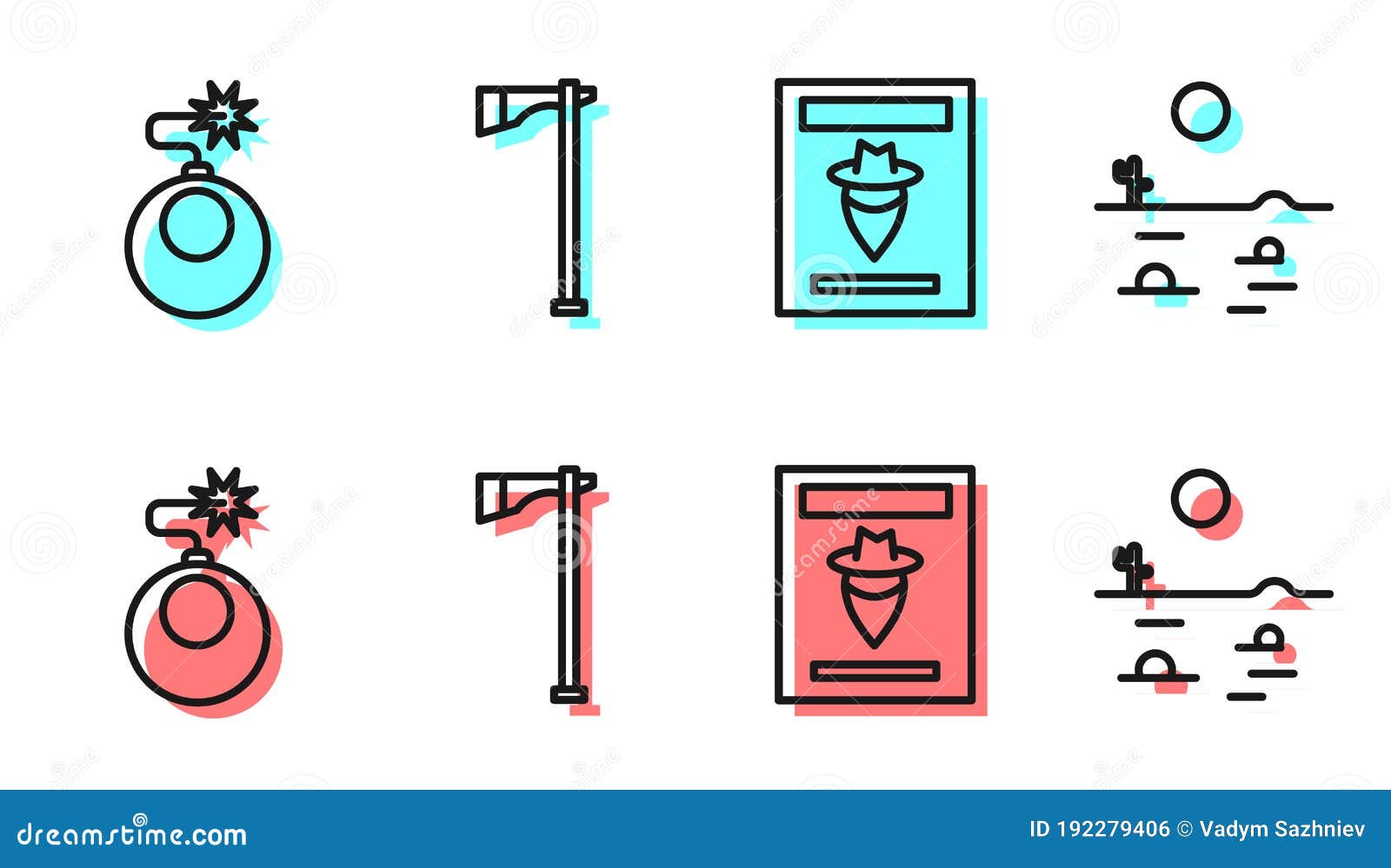 Set Line Wanted Western Poster, Bomb Ready To Explode, Tomahawk Axe and ...