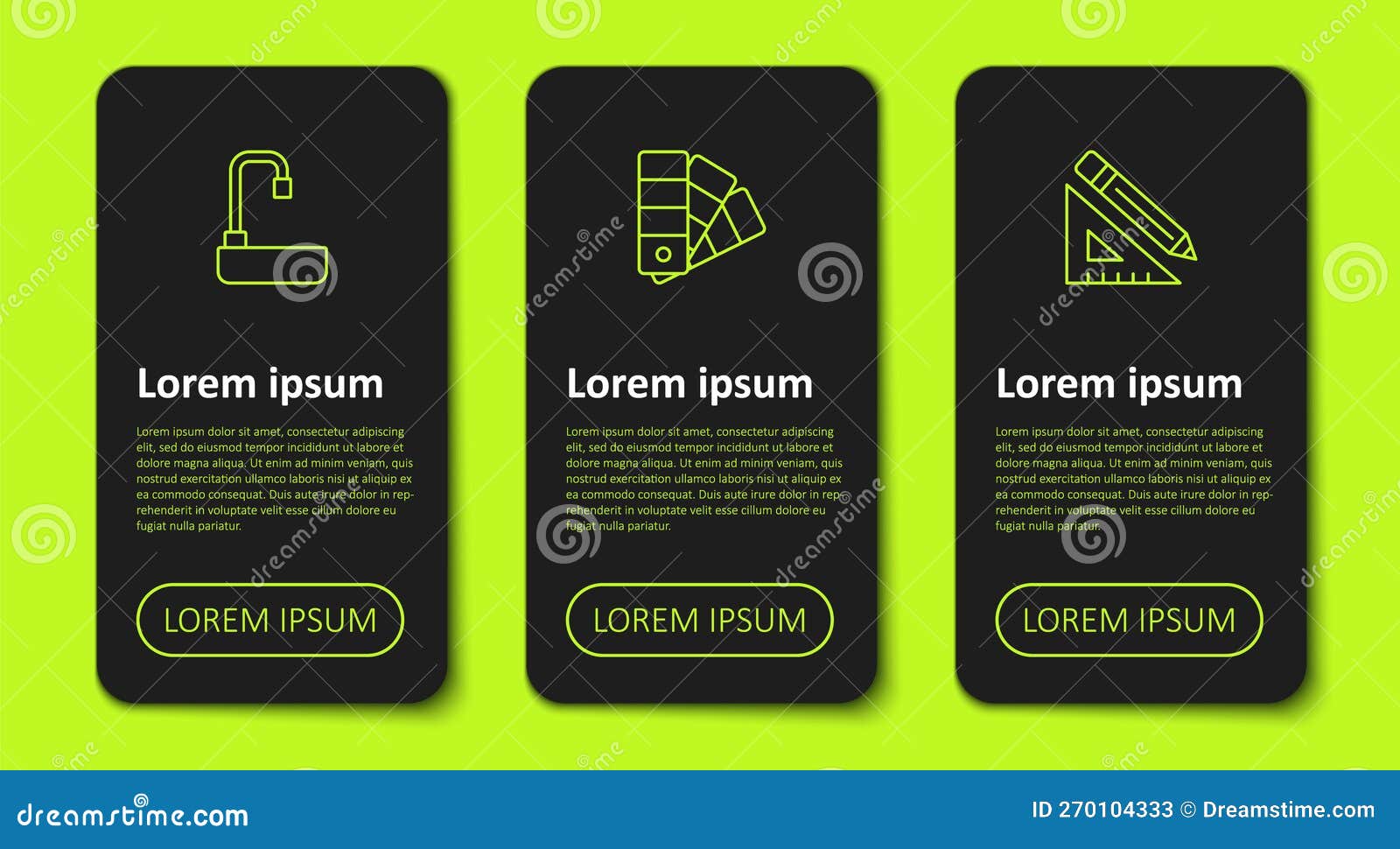 Set Line Washbasin, Color Palette Guide and Triangular Ruler and Pencil ...