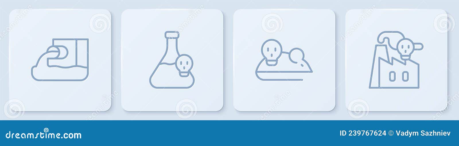 Set Line Wastewater, Experimental Mouse, Beaker with Toxic Liquid and ...