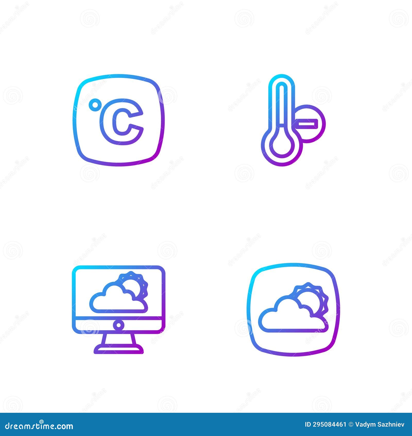 Set Line Weather Forecast, , Celsius and Meteorology Thermometer ...