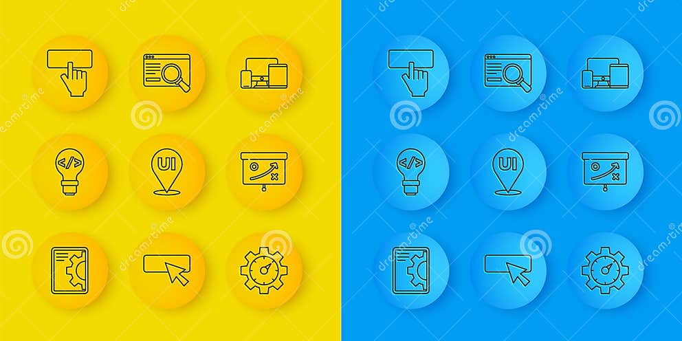 Set Line Web Development Front End Ui Or Ux Design Website Statistic 9455