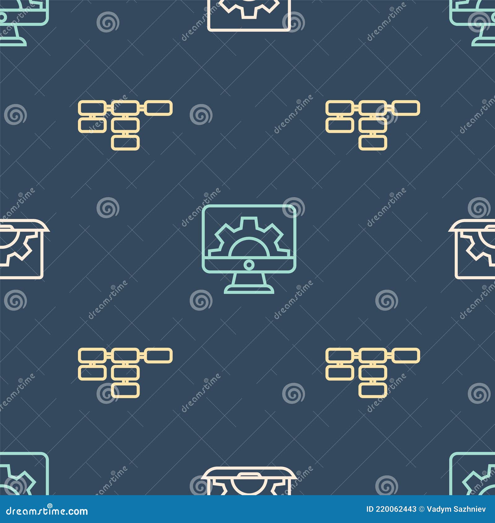Set Line Web Development, Site Map and on Seamless Pattern. Vector ...