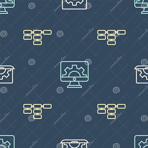 Set Line Web Development, Site Map and on Seamless Pattern. Vector ...