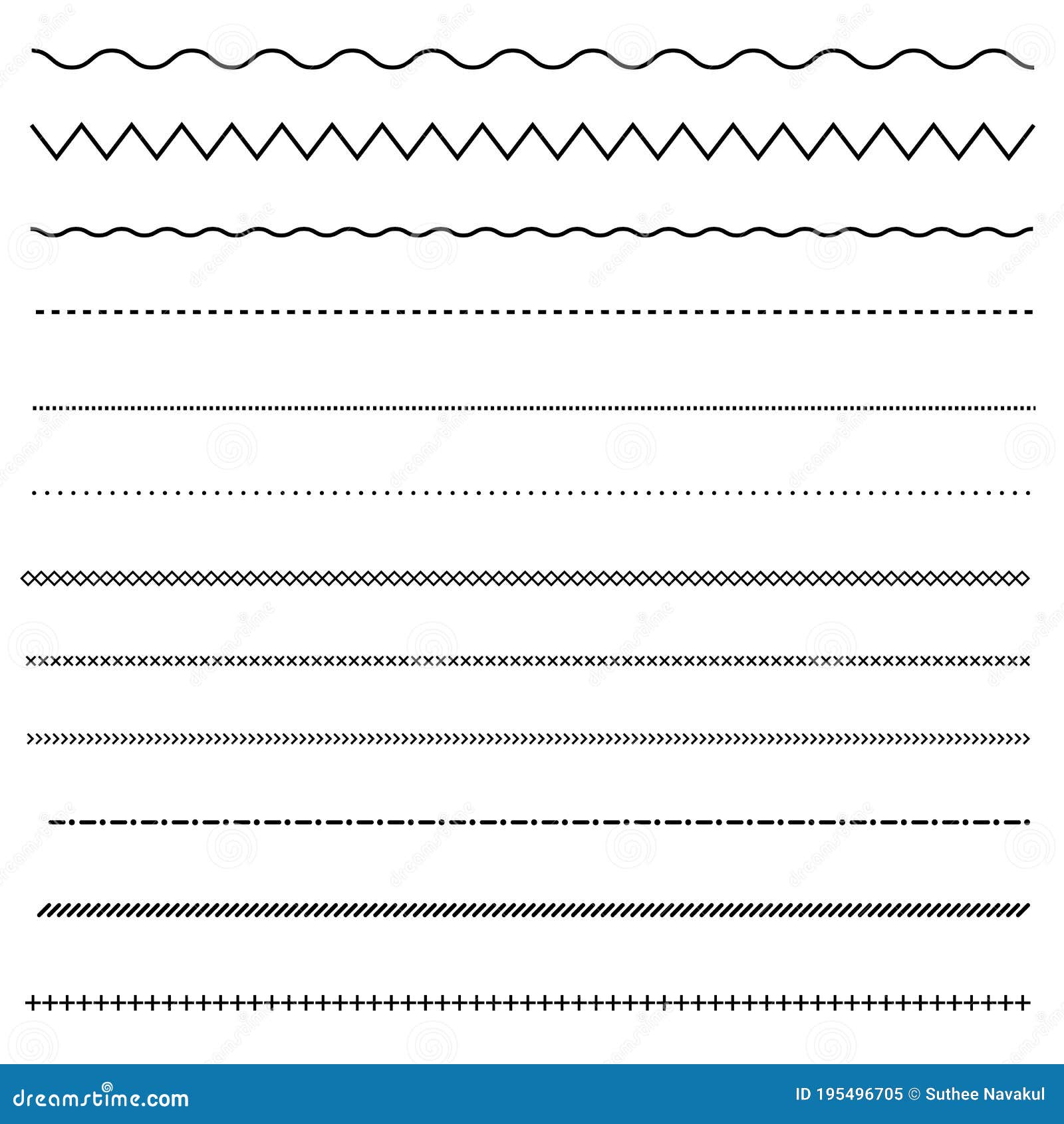 Set of Line on White Background. Dot and Line Patterns Stock Vector ...