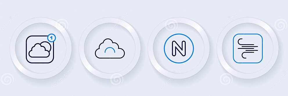 Set Line Wind, Compass North, Cloud and Weather Forecast App Icon ...