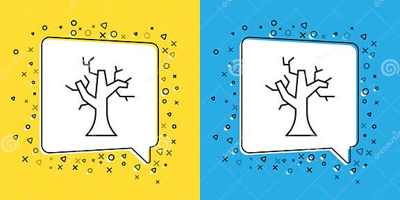 Set Line Withered Tree Icon Isolated on Yellow and Blue Background ...