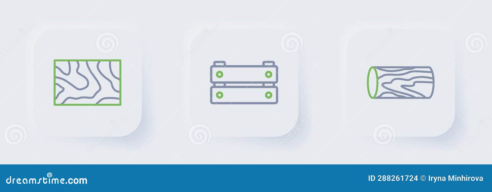 Set Line Wooden Log, Box and Beam Icon. Vector Stock Illustration ...