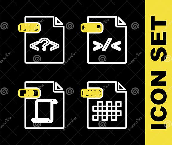 Set Line XSL File Document, PNG, JS and PHP Icon. Vector Stock Illustration - Illustration of ...