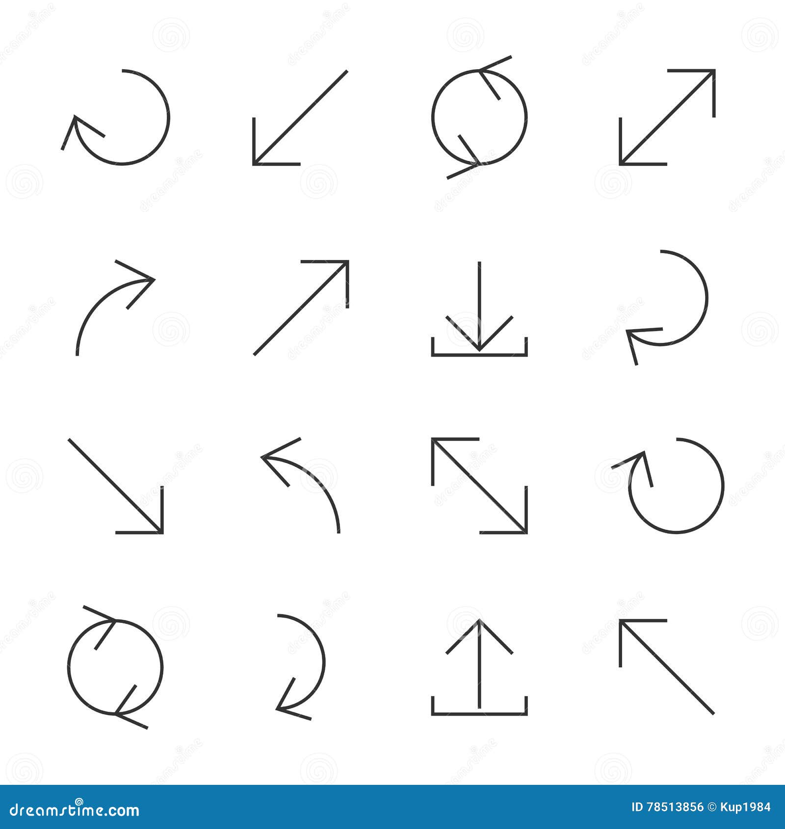 Set of Linear Arrow, Vector Illustration. Stock Vector - Illustration ...