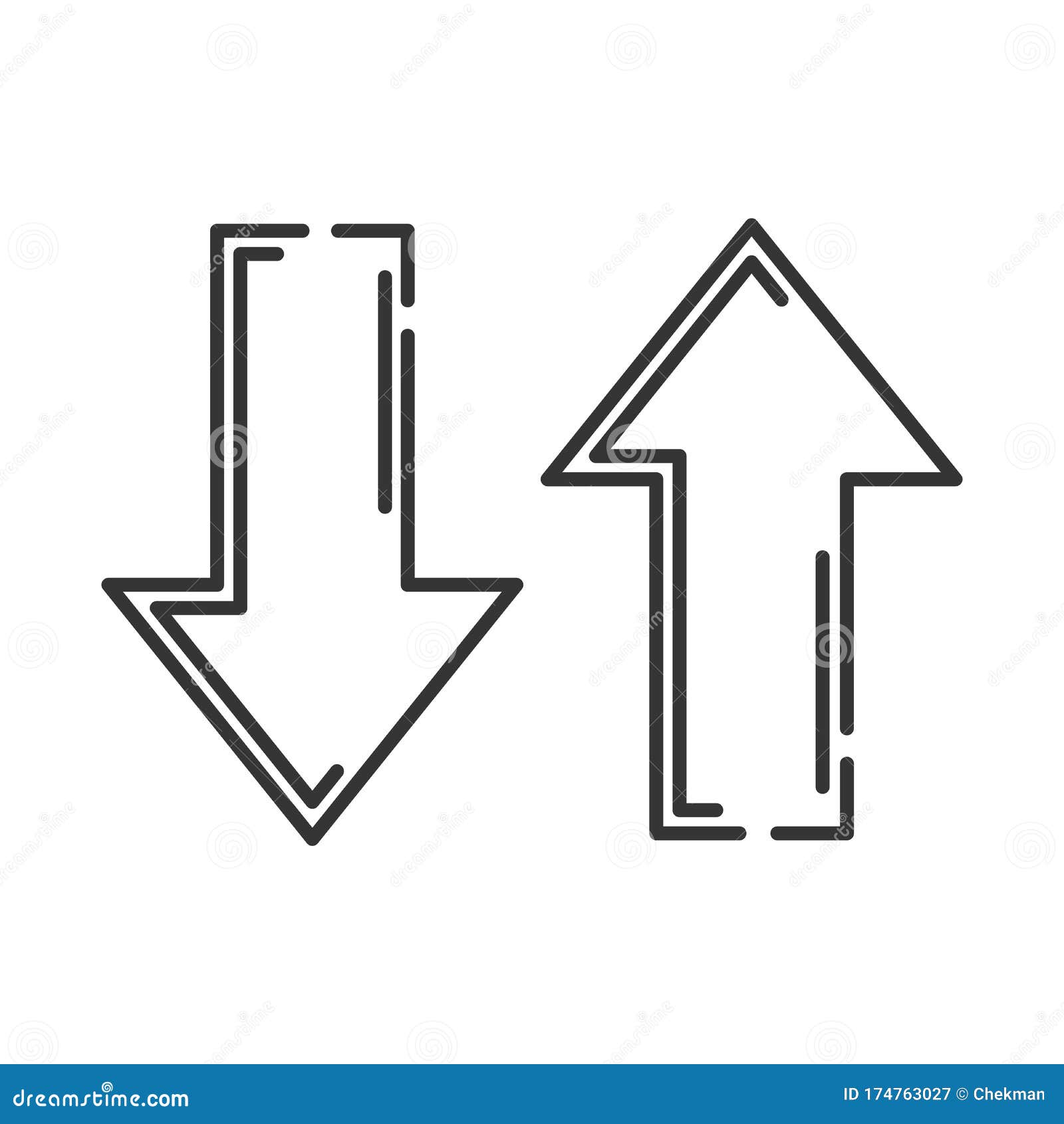 Set of Linear Arrows. Vector Outline Arrows Stock Illustration ...
