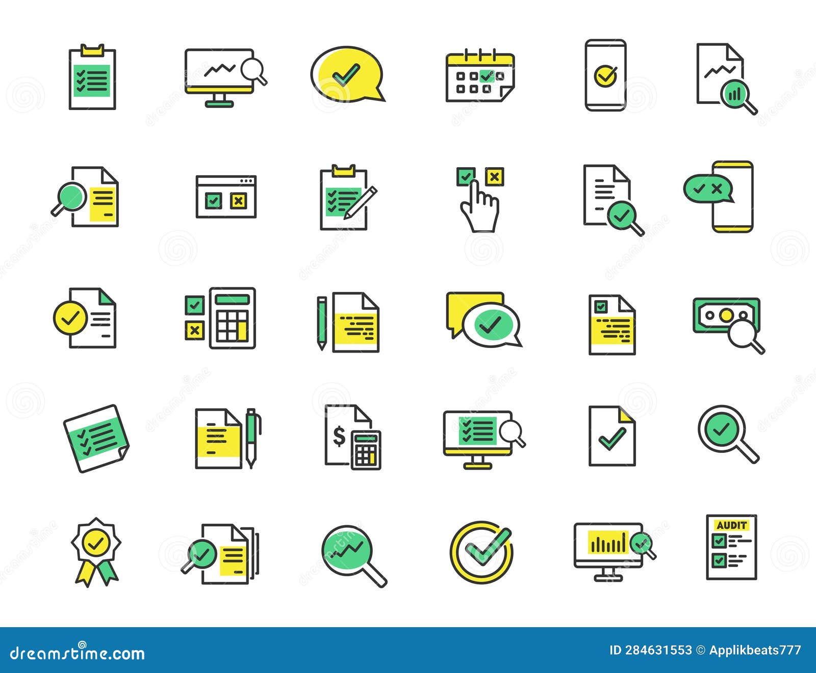 Set of Linear Audit Icons. Inspection Icons in Simple Design Stock ...