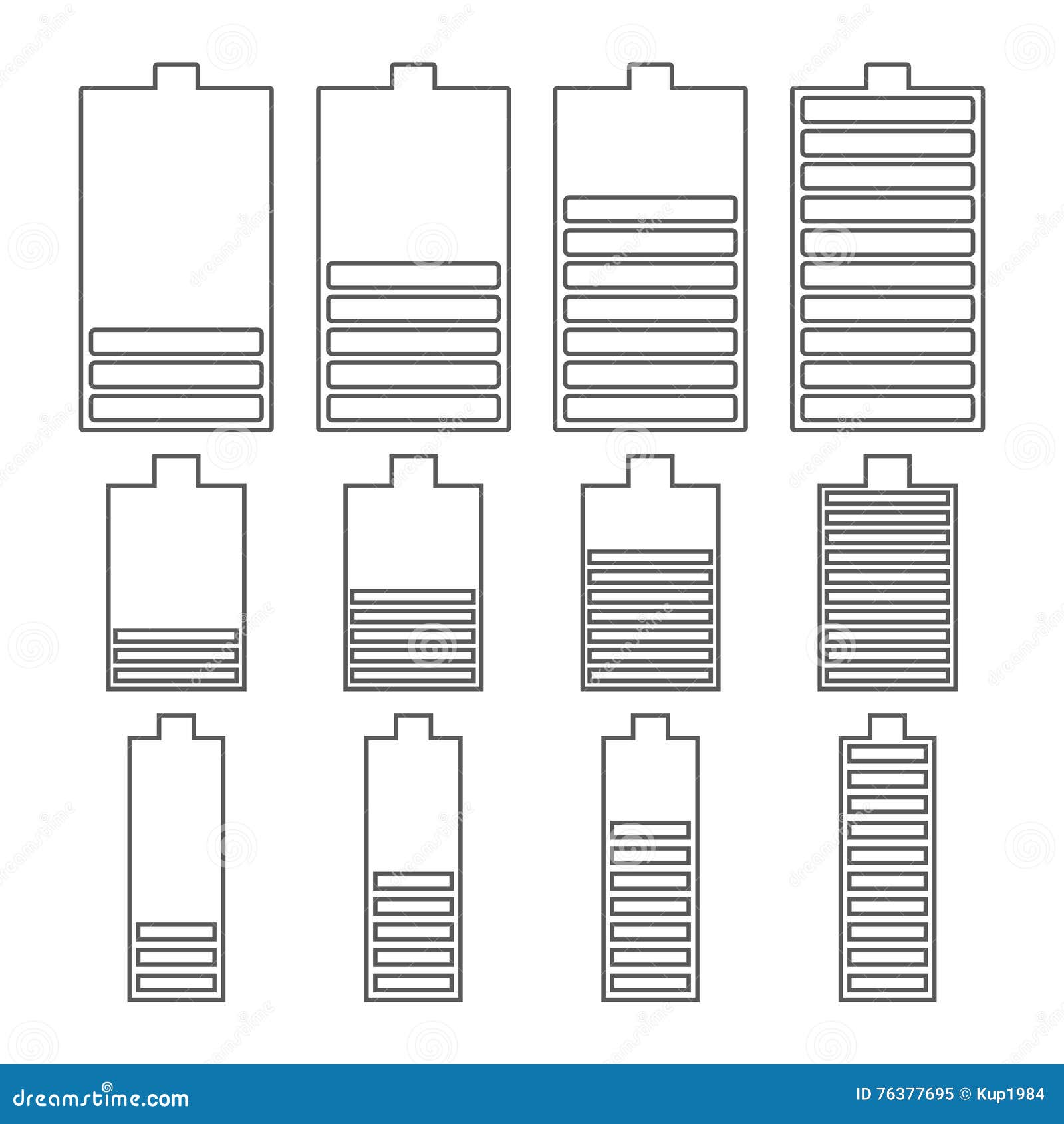 Set of Linear Battery Icons, Vector Illustration. Stock Vector ...
