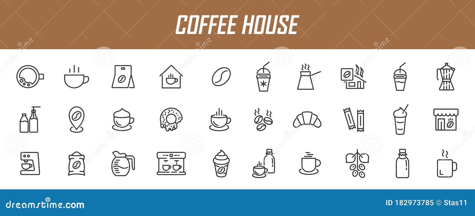 Set of Linear Coffee House Icons. Coffee Icons in Simple Design Stock ...