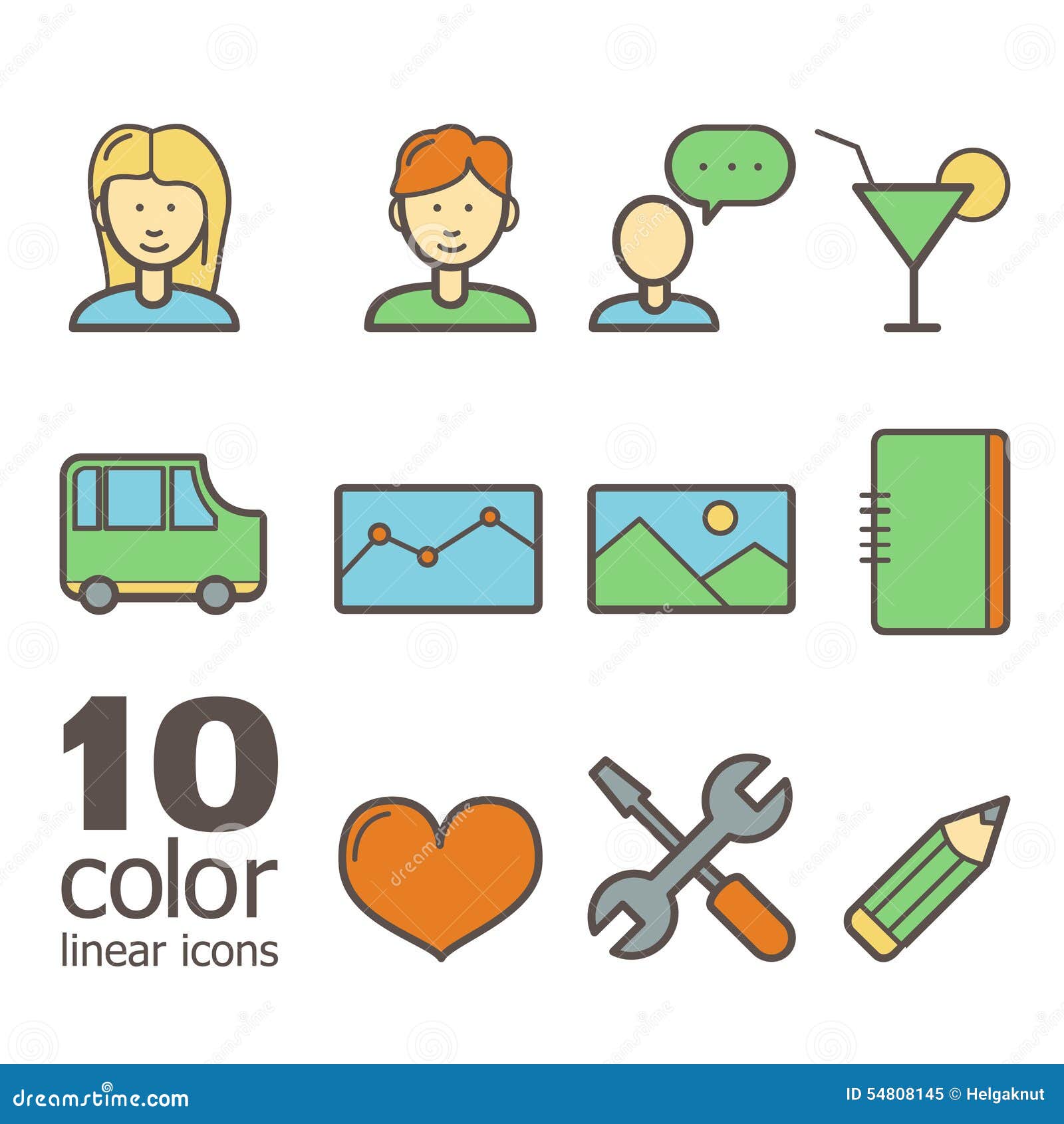 Set of linear color icons stock illustration. Illustration of simple ...