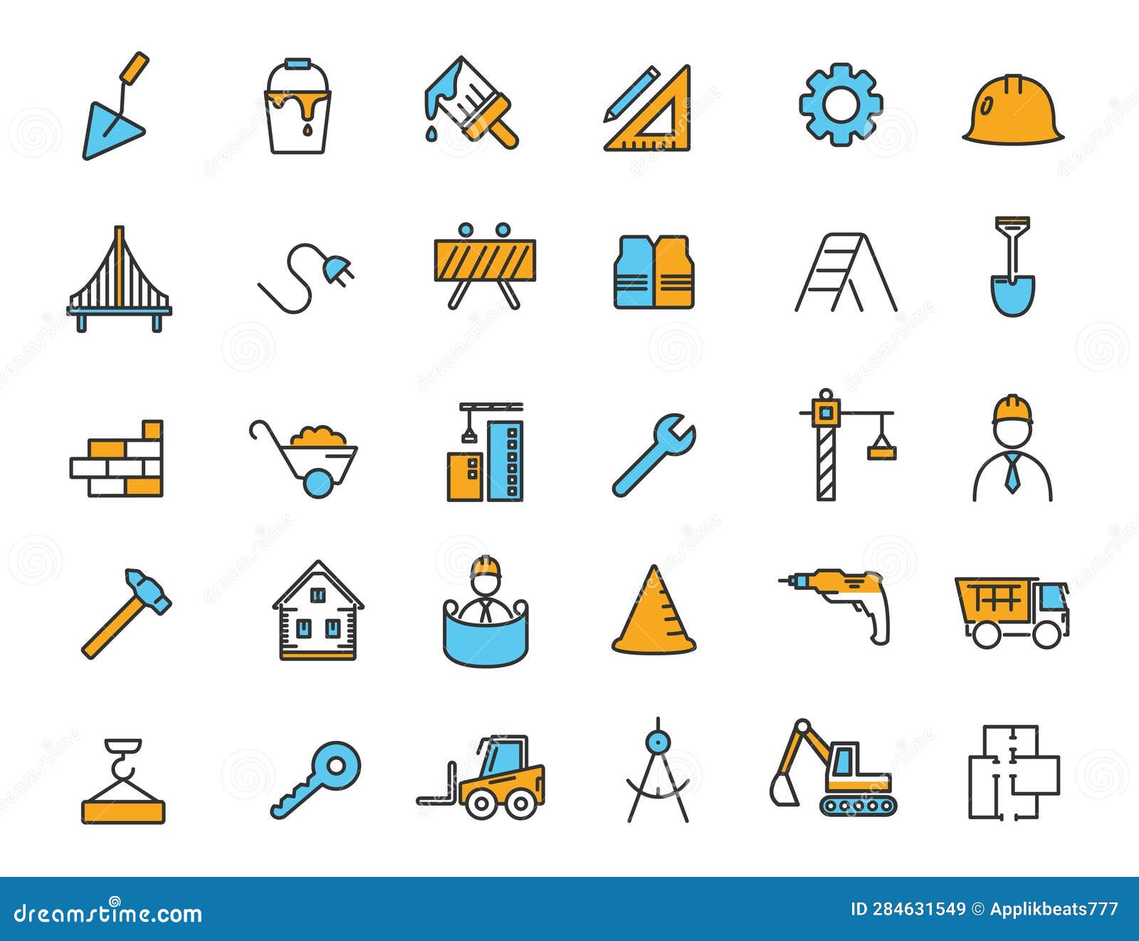 Set of Linear Construction Icons. Engineering Icons in Simple Design ...